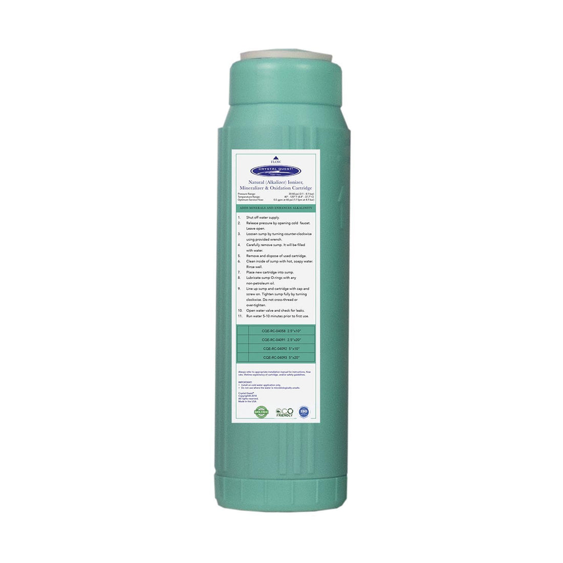Alkalize/Ionizer, Mineralizer & Oxidation Cartridge – Crystal Quest ...